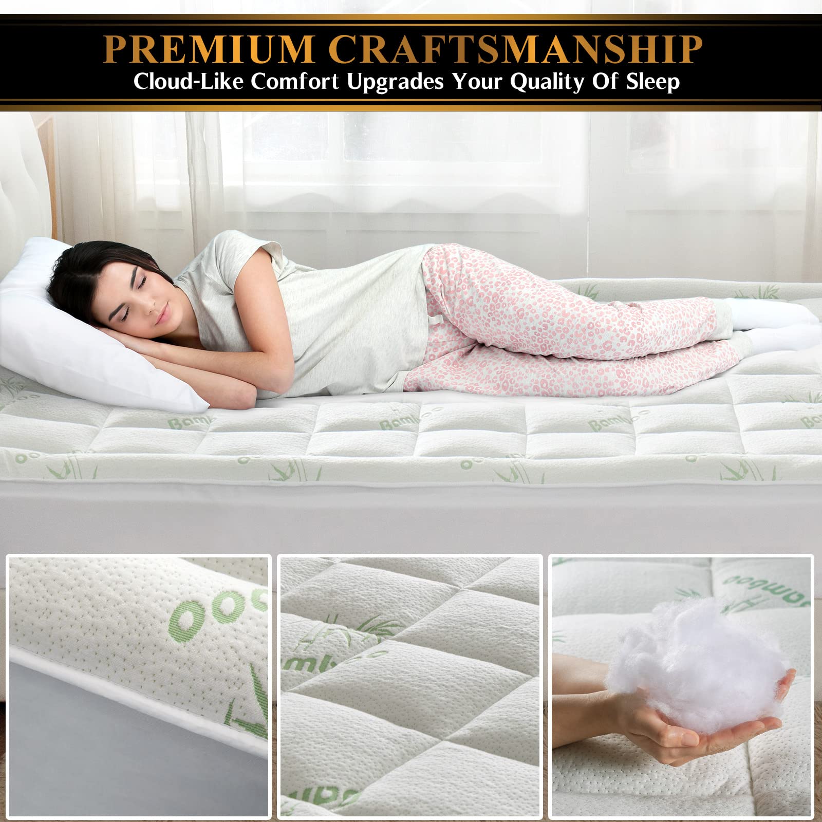 Mattress Pad Twin Size, Cooling Mattress Protector Pillow Top Cover Pad with 6-22 Inches Deep Pocket, Breathable Mattress Cover with Down Alternative Fill (39x75)