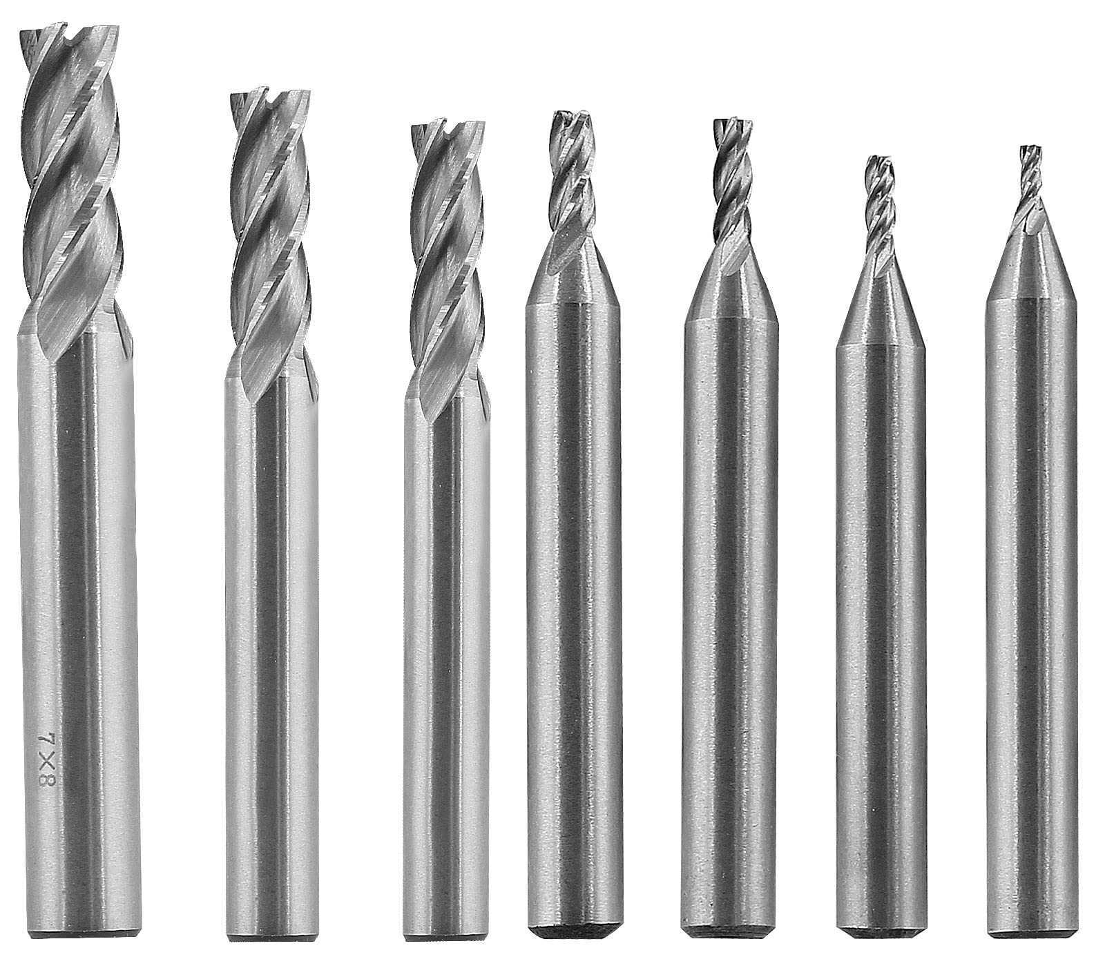 Aracombie 7pcs Straight End Mill Cutter Set, 4-Flute Drill Bit CNC Milling Bit Set, Square Nose HSS End Mill Metric Metal Router Bit Set for Wood Aluminum Steel (1.5mm 2mm 2.5mm 3mm 4mm 5mm 6mm)