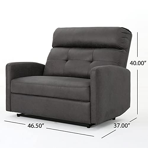 GDFStudio Hana Plush Cushion Tufted Back Loveseat Recliner (Microfiber/Slate)