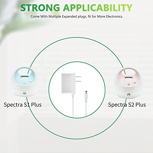 Czepa Power Supply Charger Compatible with Spectra Electric Breast Pump S1 / S2 / SPS100 / SPS200 / 9 Plus Replacement 12V Charging Adapter (White)