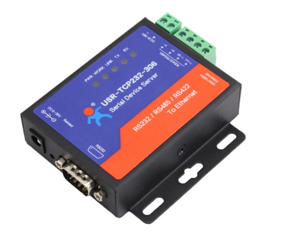 Serial RS232/RS485/RS422 to Ethernet TCP/IP Server with DHCP and Built-in Webpage (USR-TCP232-306)