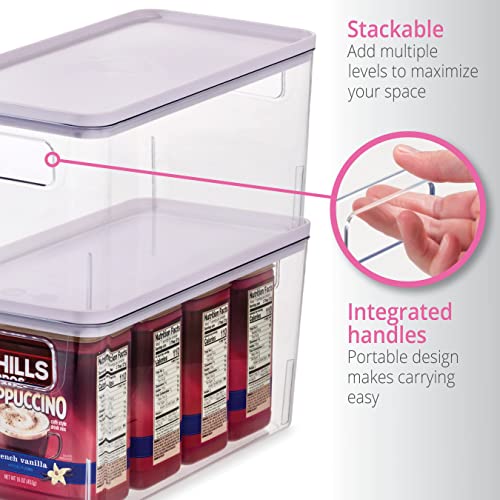 Rosanna Pansino x iDesign Recycled Plastic Kitchen Storage Bins, Includes 1 Large Bin with Lid and 4 Small Bins, Multicolored Bins/Marshmallow Lid, 6” x 12” x 6”