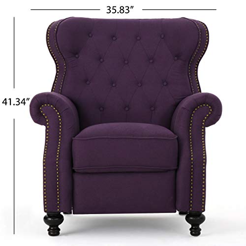 GDFStudio Waldo Tufted Wingback Recliner Chair(Plum)