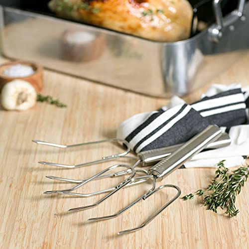 RSVP International EnduranceĀ® Stainless Steel Turkey & Roast Lifters, Set of 2 | Transfer Turkey or Ham Easily | Long Handles for Strong Grip | Dishwasher Safe | Great for Thanksgiving