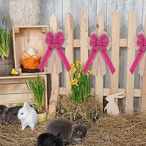 Rose Wired Edge Ribbons 2.5" 10 Yards, Spring Solid Wired Edge Decoration Wired Ribbon Fabric Craft Ribbon Burlap Wrapping Ribbon for Holiday Party Wrapping DIY Craft Wedding Decoration Wreaths Bow