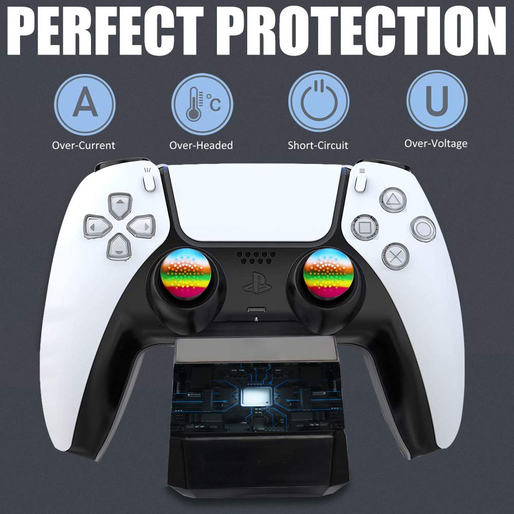 Controller Charging Station Dock Stand Compatible with Playstation 5 with 4 Thumbstick Caps