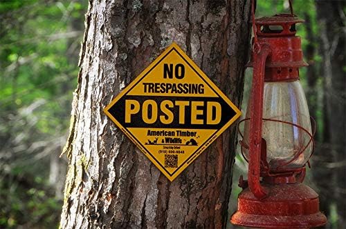 No Trespassing, No Hunting, No Fishing, Boundary Marker, Small, Diamond, Aluminum, Yellow, 10 Pack