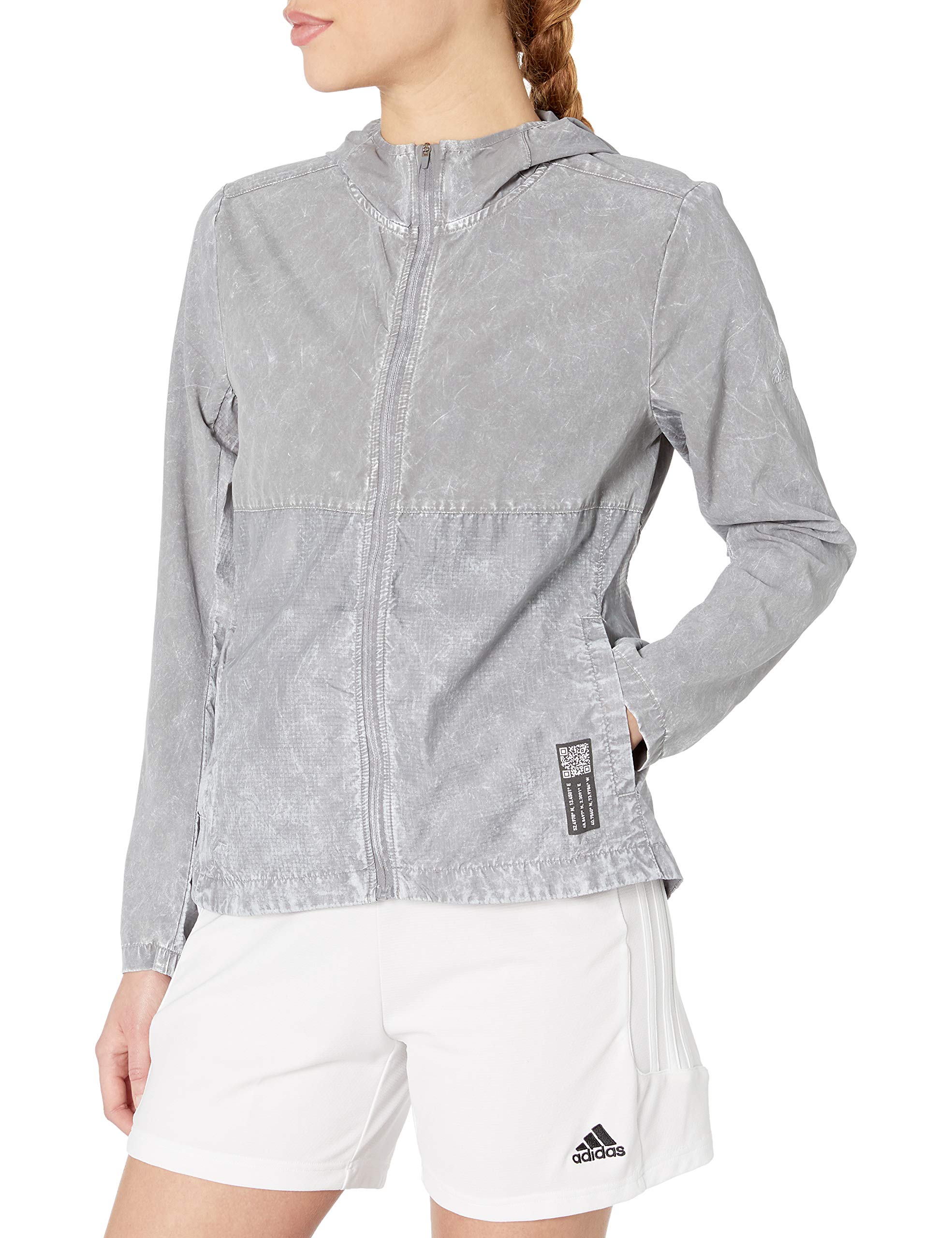 adidas Women's Own The Run Hooded Wind Jacket, Grey, X-Small