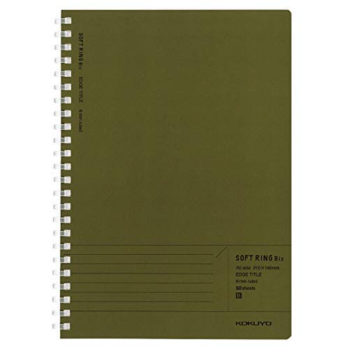 Kokuyo Soft Ring Notebook Biz - A5-50 sheets - Line Ruled 6 mm - Green (Pack of 2)