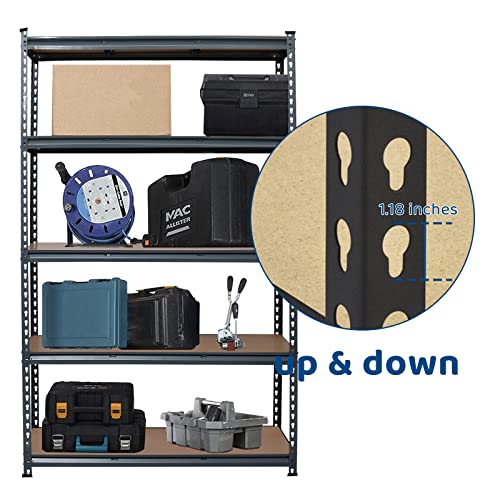 Karl home Garage Shelving Heavy Duty, 5-Tier Wide Size Adjustable Metal Shelving Unit Rack for Garage Pantry Basement, 2000lbs,43.3" L x 17.7" W x 70.9" H, Black