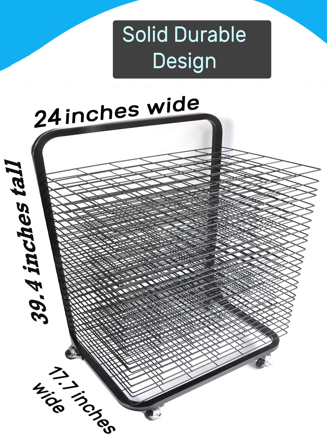 Joymaney Art Drying Rack - Mobile Metal Art Storage Rack with Extra Large 25 Removable Shelves, Art Organizer for Kids, Art Studio Organization and Storage, Artwork Storage, Craft Room