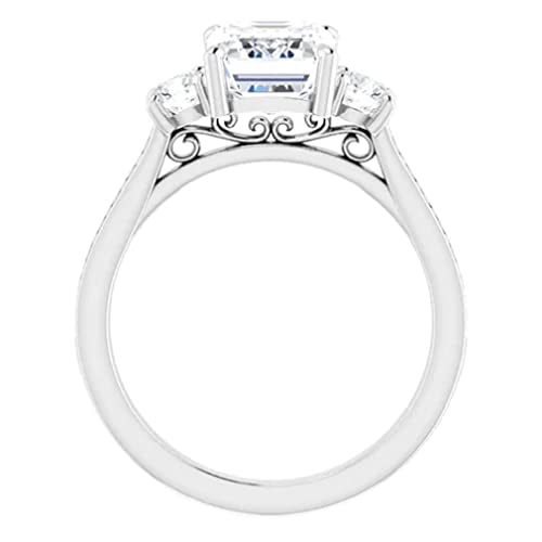 925 Silver, 10K/14K/18K Solid Gold Moissanite Engagement Ring, 2.25 CT Emerald Cut Handmade Solitaire Ring Diamond Wedding Ring for Women/Her, Anniversary Propose Gift, VVS1 Colorless