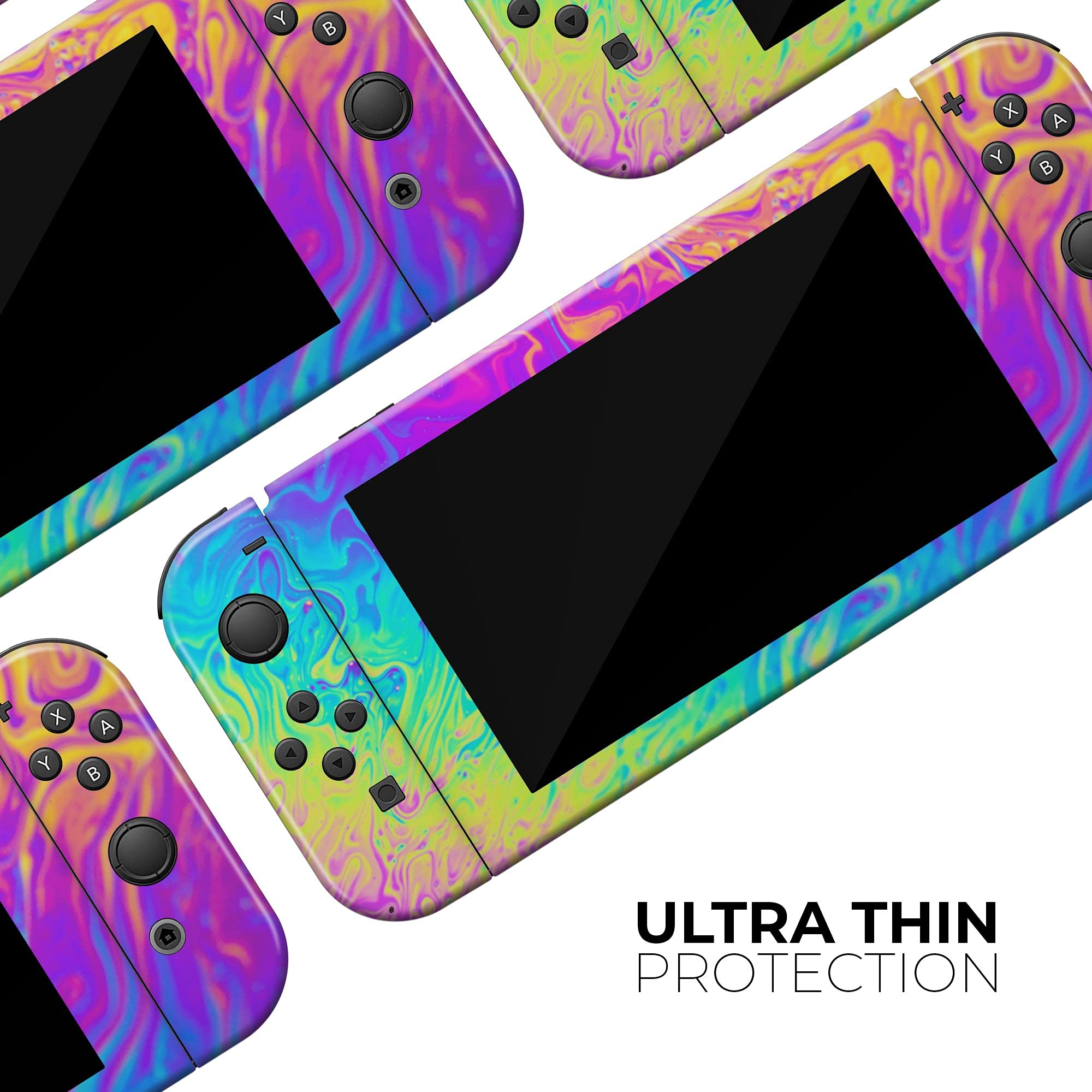 Design Skinz Compatible with Nintendo Switch Console Bundle Skin Decal Protective Scratch-Resistant Removable Vinyl Wrap Cover - Neon Color Fushion V2