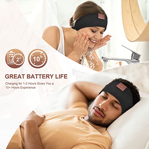 BULYPAZY 2pcs Sleep Headphones Bluetooth Headband, Wireless Headphones with Ultra-Thin Speakers Perfect for Side Sleepers, Insomniac, Sleeping, Nap, Travel, Meditation(Black&Grey)