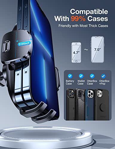 TORRAS [Full Protection Vent Phone Holder for Car [Vertical & Circle Vent Friendly] Stable Phone Mount Holder 2 in 1 Strong Clamp Air Vent Holder fits for iPhone 14 13 12 PM &Samsung 22 21 Ultra