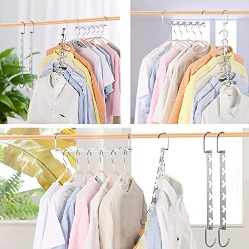 XFKITCHEN Metal Magic Hangers Space Saving Clothes Hangers Closet Space Saver Clothing Hanger Oragnizer for Wardrobe Space,Wrinkle-Free Clothes(Pack of 4)