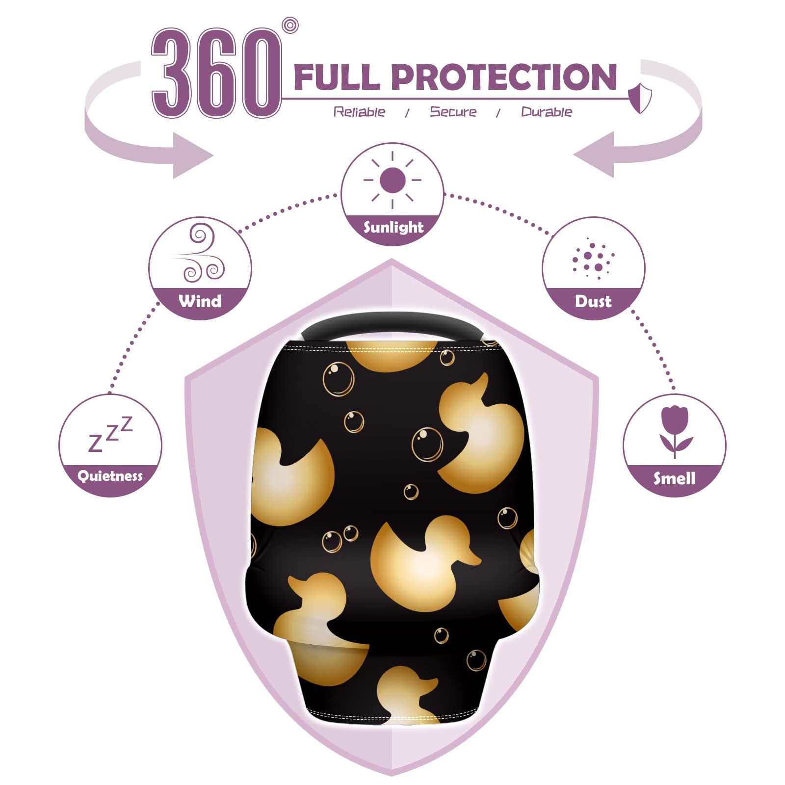 Baby Car Seat Stroller Covers Cute Gold Duck On Black Nursing Cover Breastfeeding Scarf Soft Breathable Stretchy Coverage Carseat Canopy Cover for Boys and Girls Multi Usefor Baby Shower