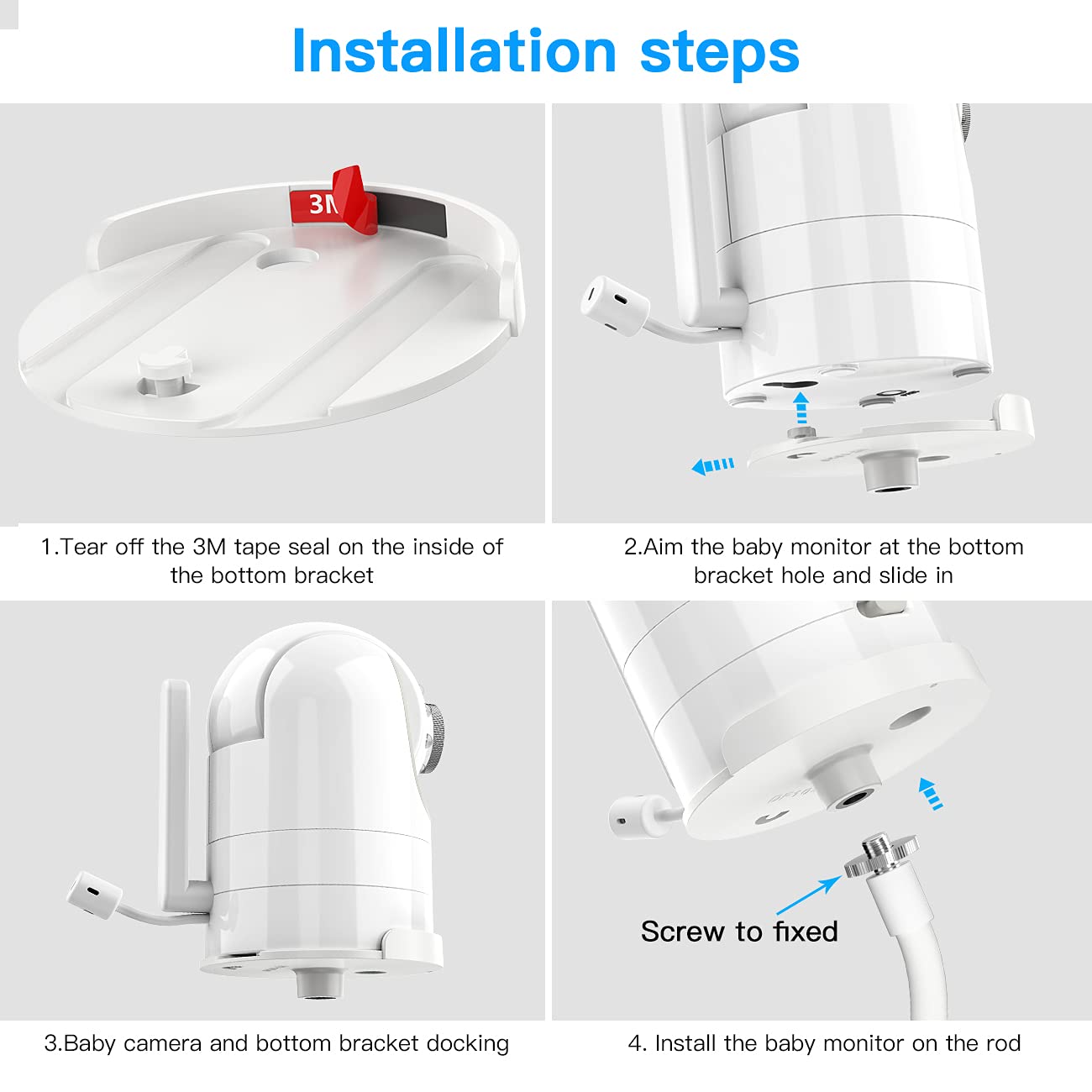 Akoemxeeo 360 Degree Rotating Baby Monitor Mount, Compatible with DXR-8 and DXR-8 PRO, White