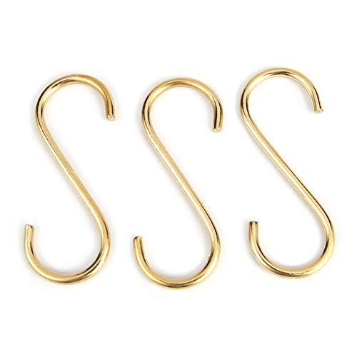 Xinally 10 Pieces Multipurpose Brass S Shaped Hooks Coat Clothes Storage Hangers Kitchen Pot Pan Racks