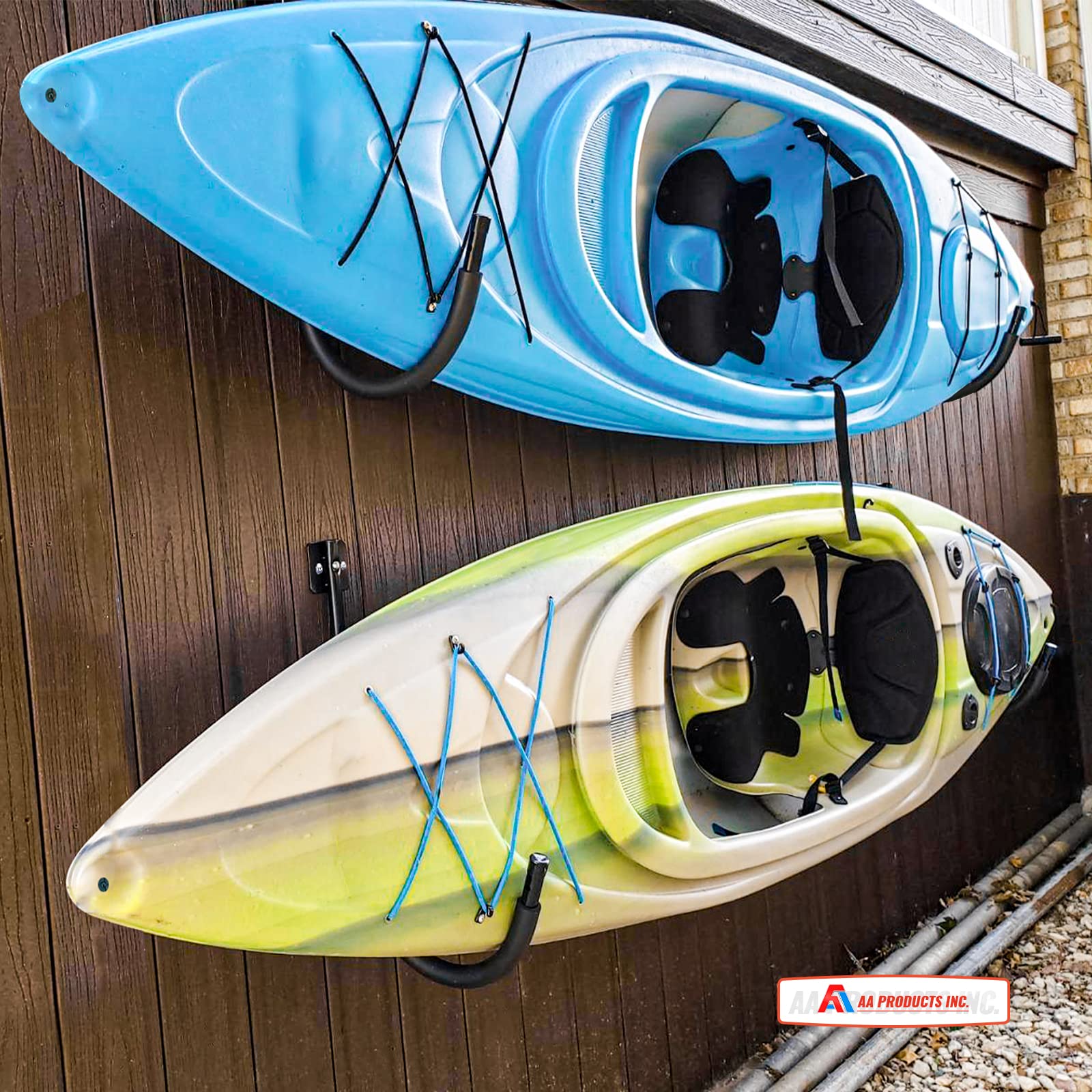 AA Products Kayak Storage Hanger Rack for Canoe Paddle Kayak Accessories Wall Mount Hanging Hooks for Indoor Outdoor, Set of 2