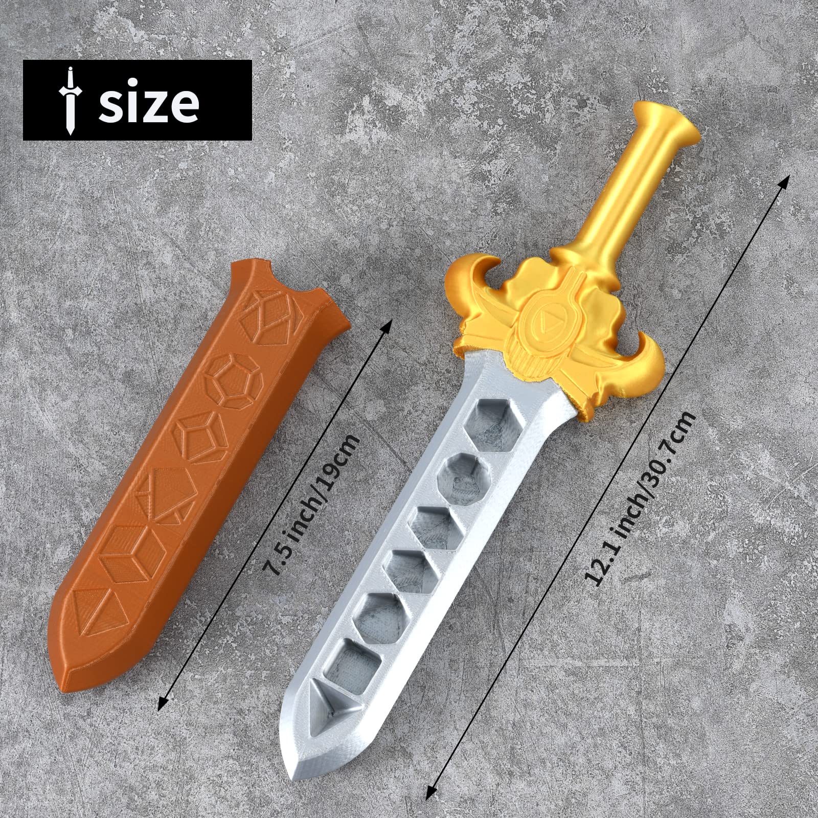Dice Dagger with 7PCS D20 Dice Dungeons and Dragons Dice Set DND Dice Holder Polyhedral Dice Gift Sword D&D Dice Scabbard Dice Box Sword Dagger Polyhedral Dice Storage Dice D20 Brown