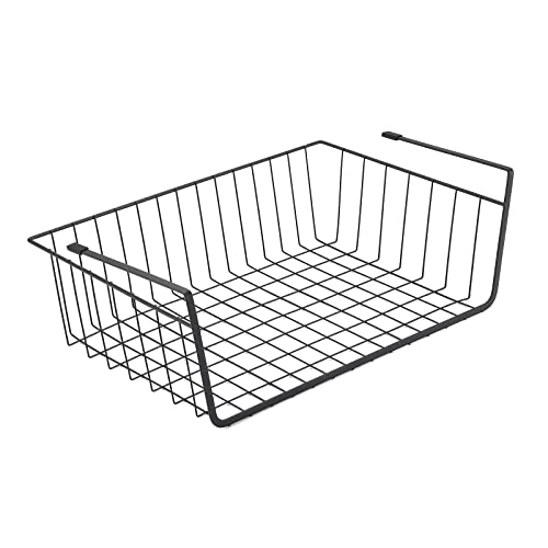 GENIYA Under Shelf Basket, 6PCS Hanging Storage Basket for Pantry Cupboard Laundry Room Slide-in Baskets Organizer for Kitchen Counter Desk Bookshelf, Space Saving, Easy to Install, Black
