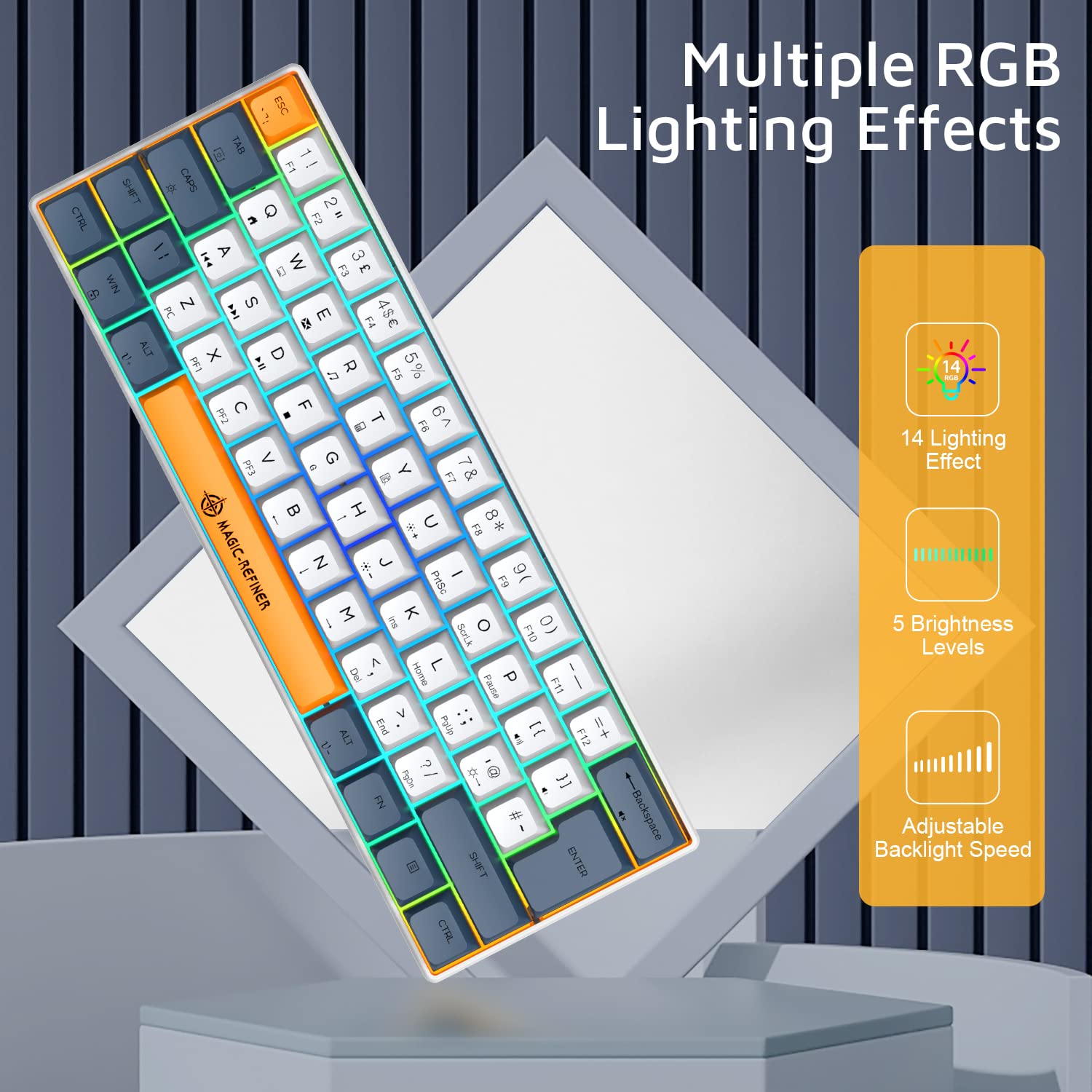60% Mechanical Gaming Keyboard and Mouse,Wired Compact PC keyboard with Red Switch,RGB LED Backlit,OEM Dye Sublimation PBT Keycaps,12000DPI Lightweight Gaming Mouse,Mouse Pad for Computer/Laptop