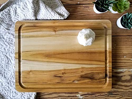 Lipper International Teak Wood Edge Grain Kitchen Cutting and Serving Board, Large, 16" x 12" x 3/4"