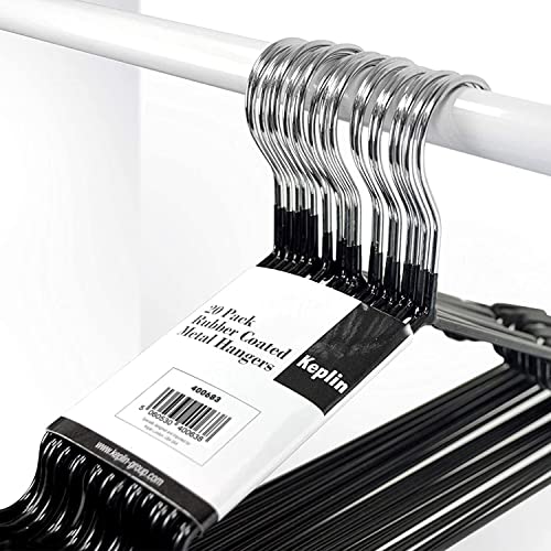 KEPLIN Rubber Coated Metal Clothes Hangers - 20 Pack, Premium, Heavy Duty Metal Hangers for Clothes - Space Saving Coat Hanger for Closet, Racks and Rails