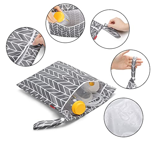 Damero Breast Pump Parts Bag, Wet Dry Breast Pump Parts Bag, Pumping Bag with Waterproof Mat and Mesh Bag, Gray Arrow