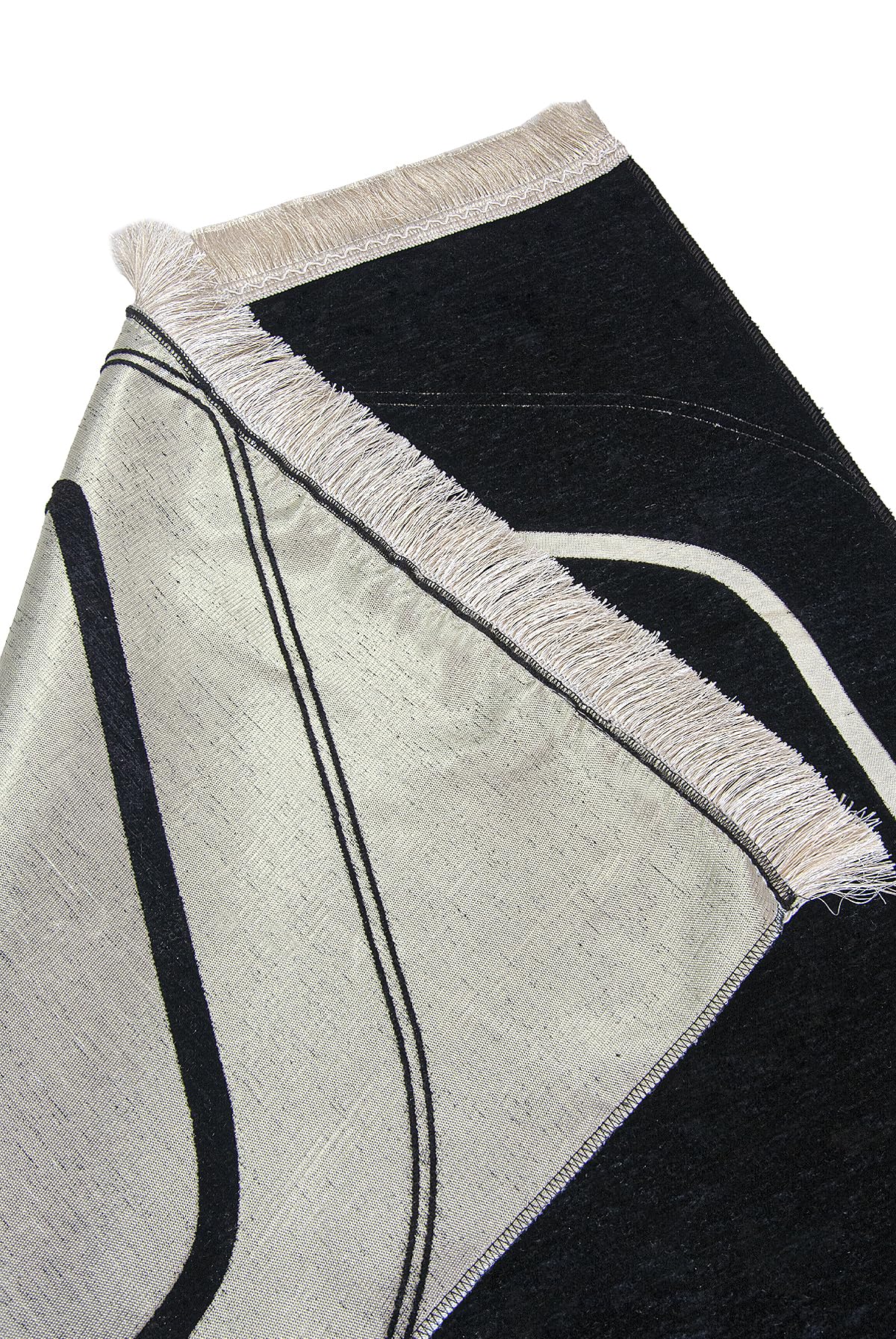 ihvan online, Muslim Prayer Rug for Couples, Praying Mat Set for Women & Men, Heart Patterned, Soft, Prayer Beads, Islamic Gifts for Ramadan Eid Valentines Day, Two Pieces, White-Black