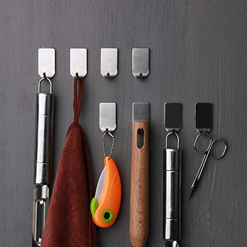 Small Adhesive Hooks Hat Hooks Organizer for Wall Stainless Steel Ultra Strong Wall Rack Hooks for Hanging Hats, Caps, Keys, Kitchen Utensils- Kitchen, Bathroom, Cabinet-20 Packs