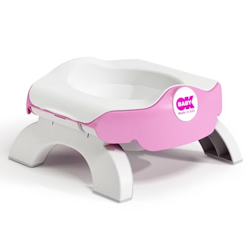 okbaby On The Spot 3 in 1 Travel Potty Seat - Compact & Lightweight Design - Features Non-Slip Rubber Base - Removable Inner Bowl - Toilet Training Seat for Toddlers & Children, Pink, fuchsia, 39056688