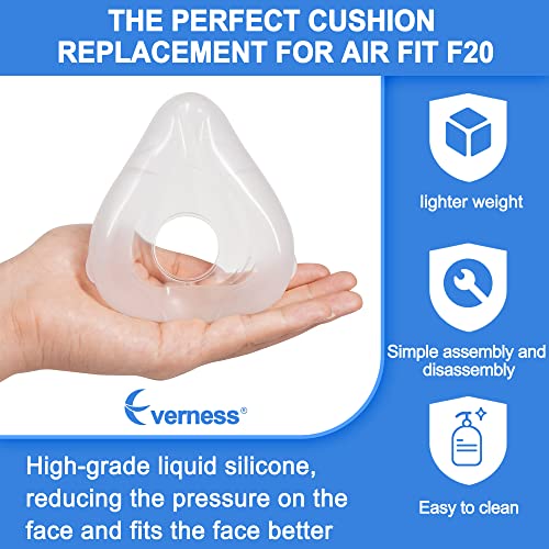 Everness 2 Packs Replacement Silicone Cushion (L) for F20, Reliable Seal & Softer Fit, Compatible with Original Frame, Great-Value & Durable Replacement Supplies (L)