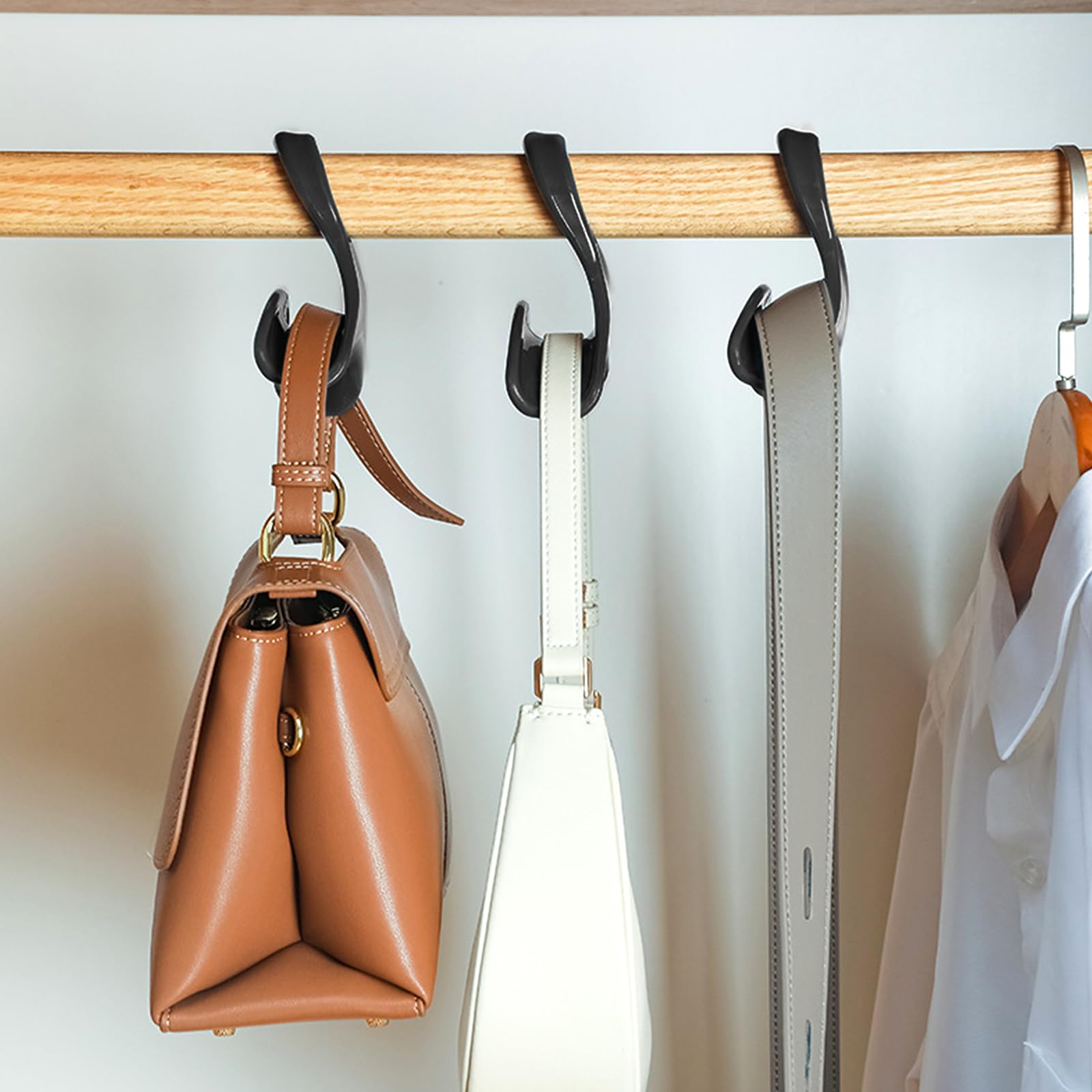 Autroly Purse Hanger,Purse Hangers for Closet,Purse Hanger Closet,Purse Hangers,Bag Hanger,Backpack Hangers for Closet,Bag Hooks for Closet(Black, 6 Pcs)
