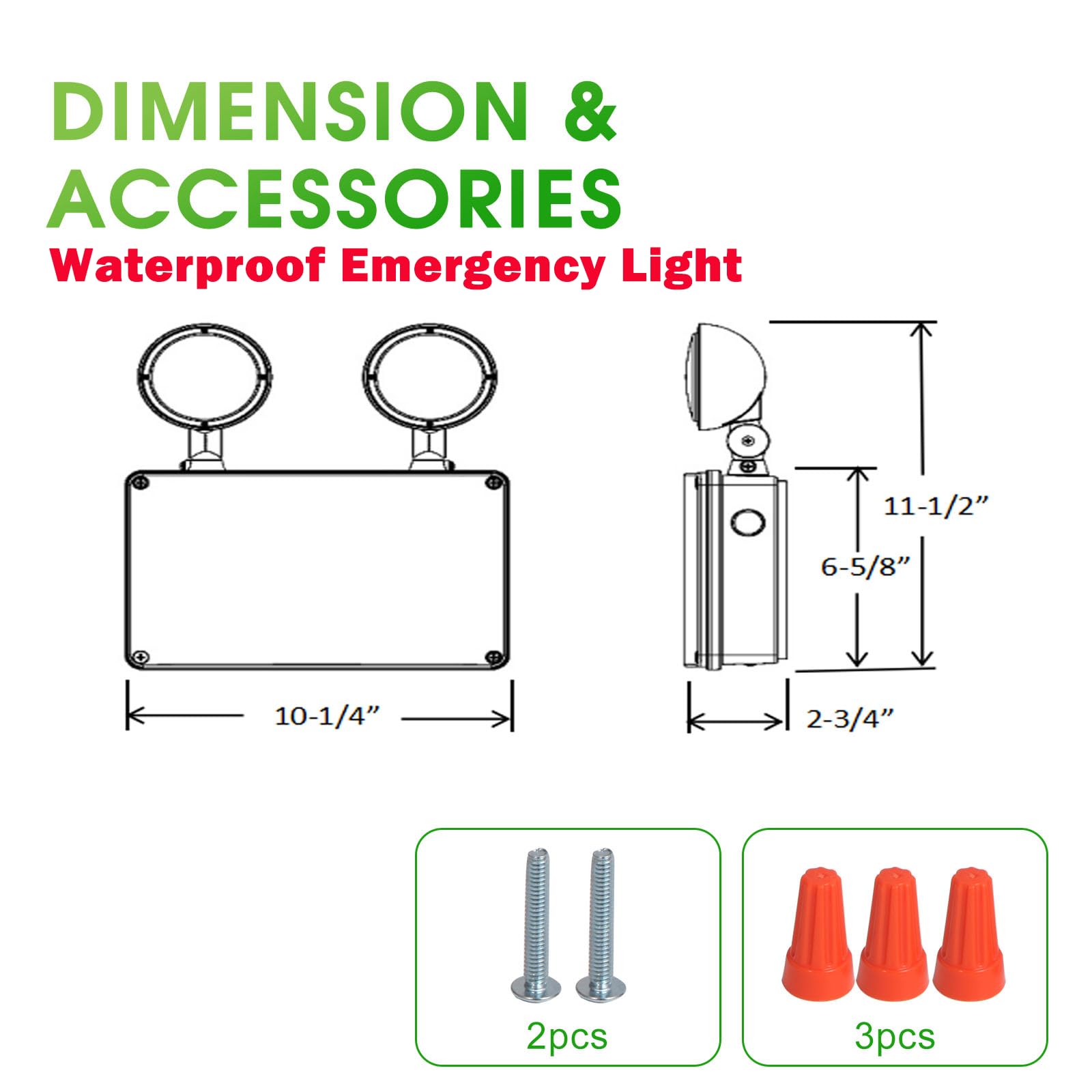 Garrini Waterproof LED Emergency Light, White housing, Dual Rotational LED Emergency Light with Backup Battery, Commercial Grade, Fire Resistant,Suitable for Wall Mount, Wet Location WMU