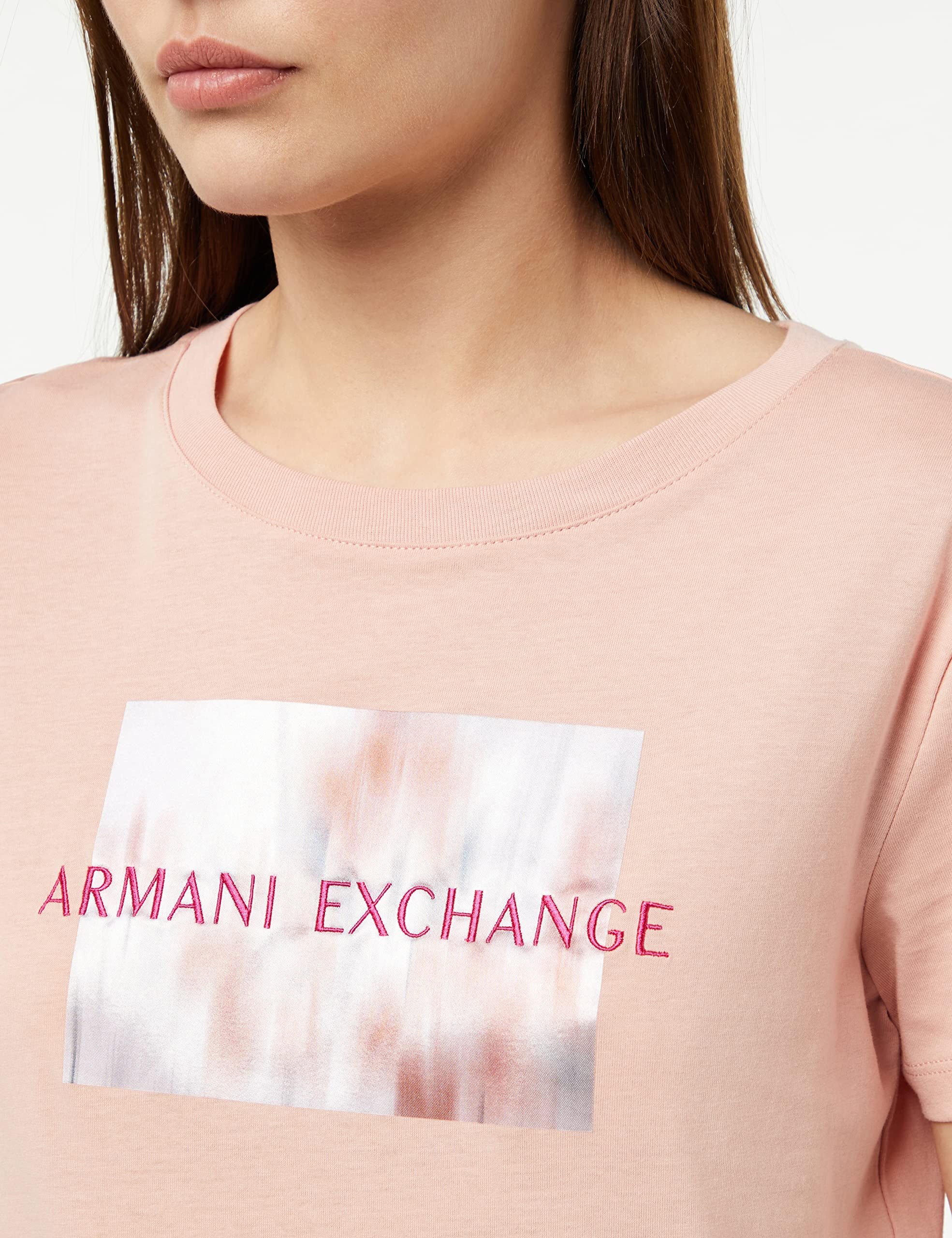 A|X ARMANI EXCHANGE Women's Crew Neck Reg Fit Secret Garden Logo T-Shirt, Lady, Extra Small