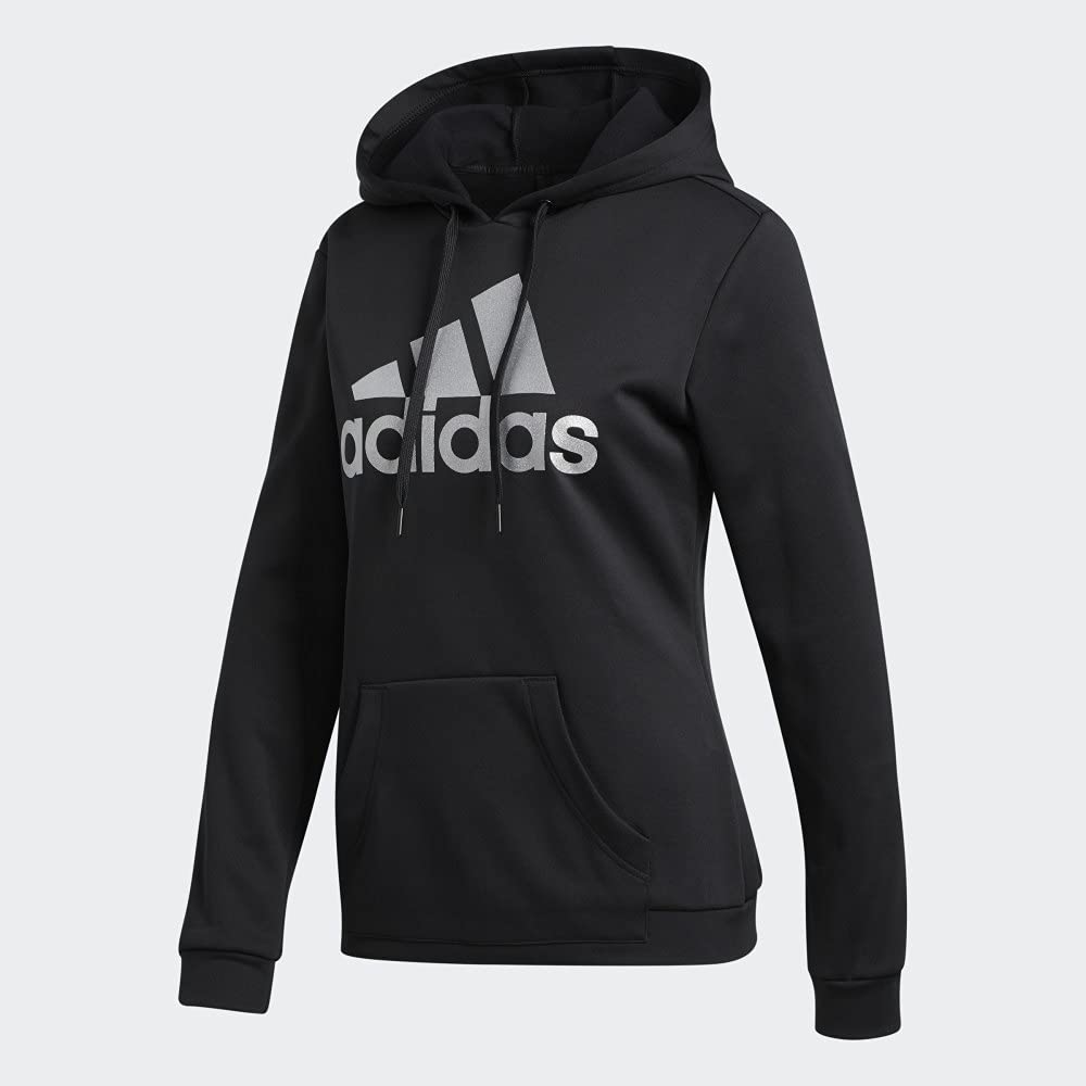 adidas womens Game & Go Pullover Hoodie Chalk White/Metallic Gold Large