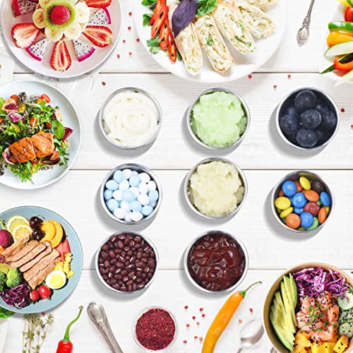 Bento box Sauce Container with Lid, 304 Stainless Steel Salad Dressing Container, Dressing Containers to Go for Condiments With Lid,Bento Boxes Salad Dipping Sauce Cup, Multicolor 6pcs 1.7oz Dip Cups