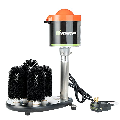 Restaurantware Clean Tek Professional 5-Brush Electric Glass Washer 1 Heavy-Duty Bar Washer - Upright For Bar Or Kitchen Stainless Steel Automatic Glass Washer 115V 1.3 HP NEMA 5-15P Plug