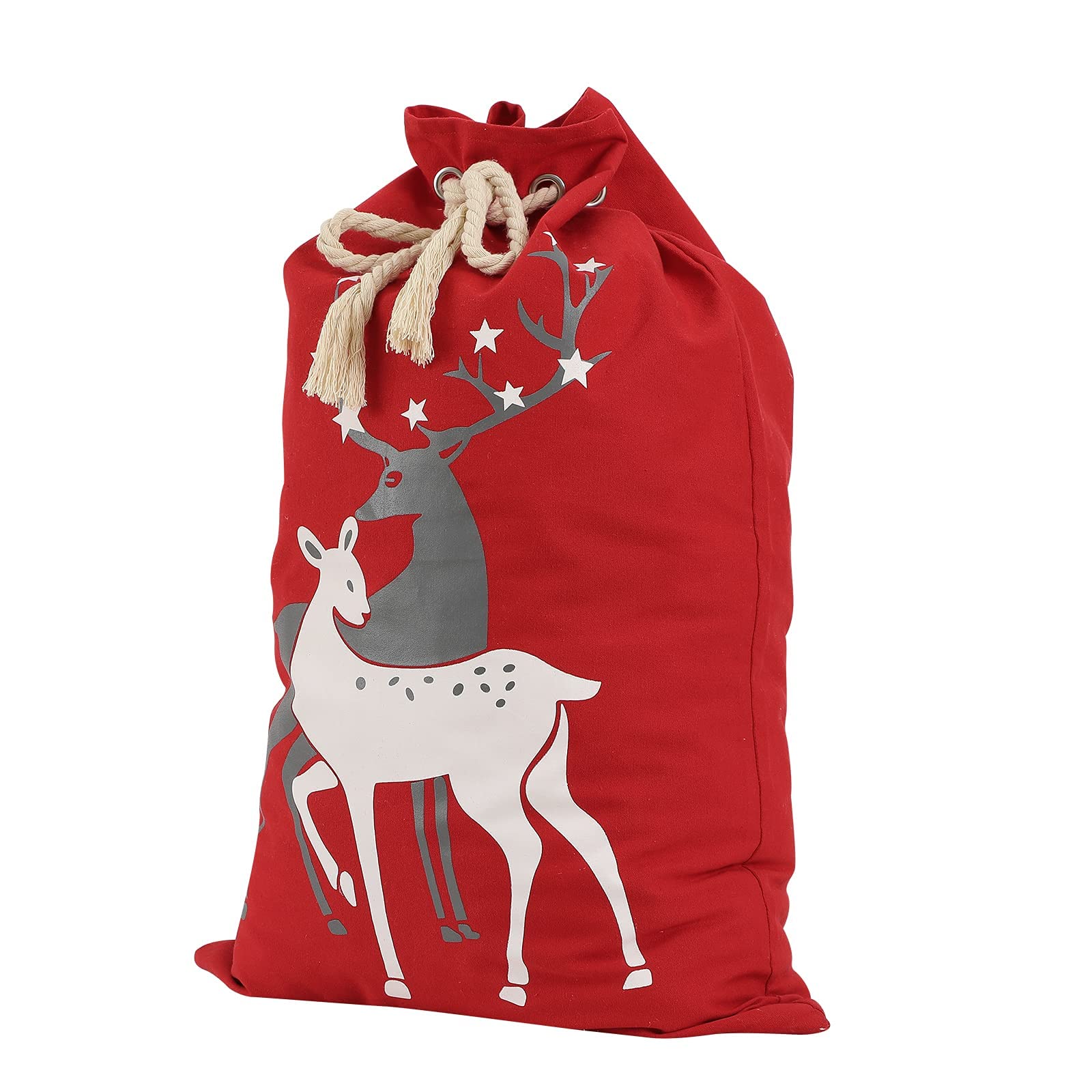 THOVSMOON Christmas Bag Santa Sack with Drawstring Reindeer Red Delivery Design Gift Bag Xmas Presents Large Size 19.5"x27.5"(Red Reindeer)