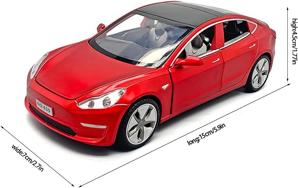 Diecast Toy Car Model 3 Car Model,Zinc Alloy Simulation Casting car Model Pull Back Vehicles,1:32 Scale Mini Vehicles Toys with Lights and Music for Toddlers Kids Children Birthday Gift (Red)
