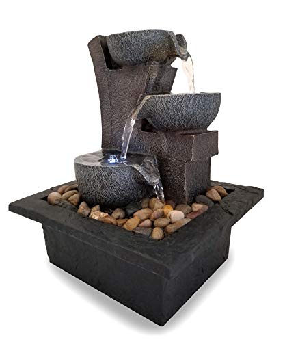 Danner Manufacturing, Inc, Aura Meditation Fountain with 3 Tiered LED Waterfall, Pack of 1, 03801