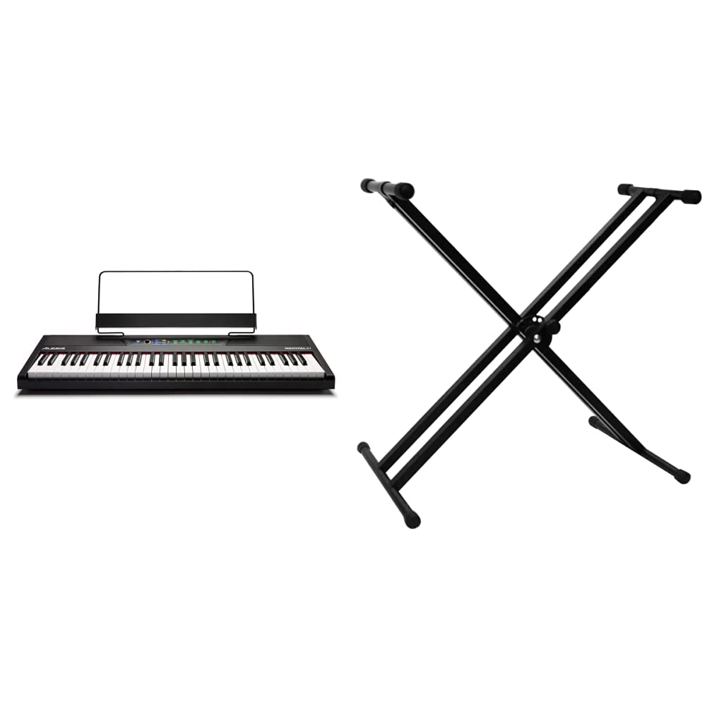 Alesis Recital 61 Digital Piano Keyboard Bundle with ChromaCast CC-KSTAND Keyboard Stand