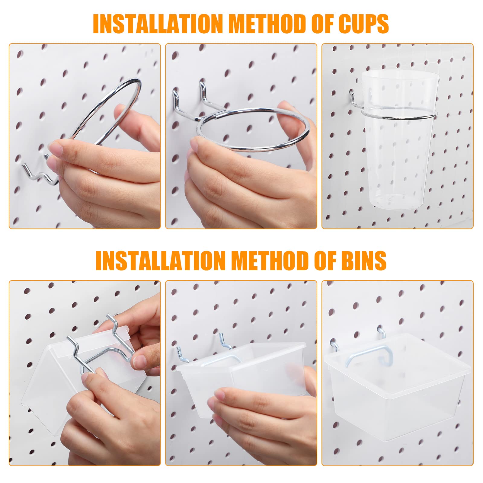 95 Pieces Pegboard Accessories Set Including Pegboard Storage Basket with Hooks Pegboard Cups with Holder Wire Shelf Tissue Storage Box Clothes Board for Garage Storage Craft Workshop (Black)