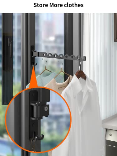 Dr.DJ Wall Mount Coat Hanger Rack, Laundry Clothes Drying Organizer Rack Garment Hooks Aluminium Retractable Folding Indoor Wall Mounted Hanger Space Saver for Laundry Room Bedroom (2 Racks) Black