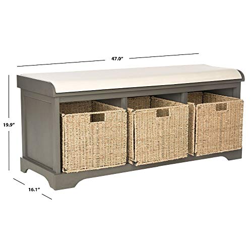 Safavieh American Homes Collection Lonan Grey and White Wicker Storage Bench, 0
