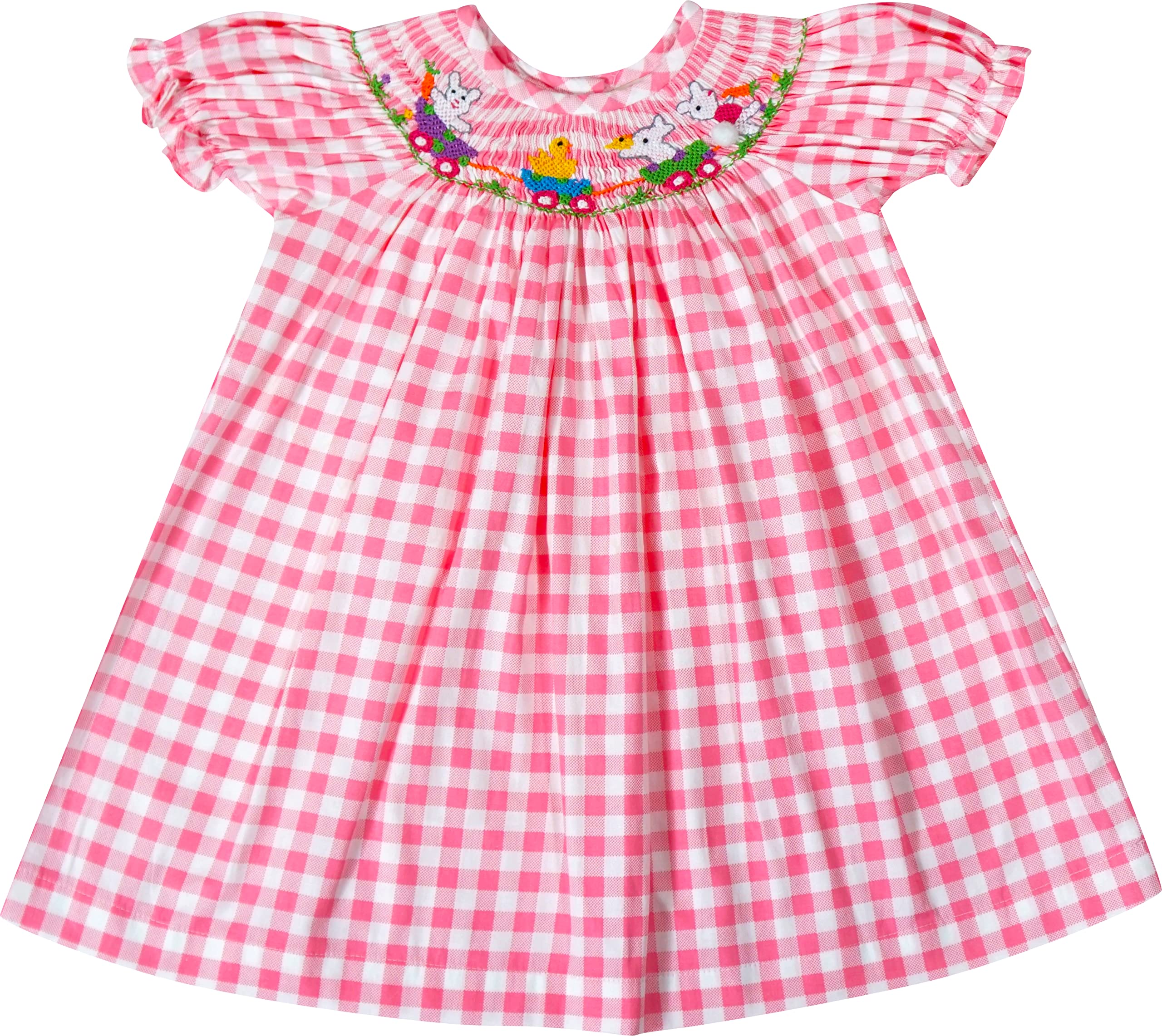 Baby Infant Girl Easter Bunny Parade Egg Hunting Hand Smocked Bishop Dress Pink Gingham 12 Months