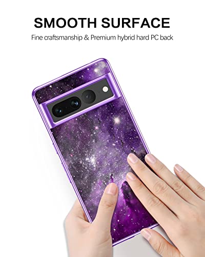BENTOBEN Pixel 7 Pro Case, Google Pixel 7 Pro Case, Slim Fit Glow in The Dark Soft Flexible Bumper Protective Shockproof Anti Scratch Non-Slip Cute Case Cover for Google Pixel 7 Pro, Purple Nebula