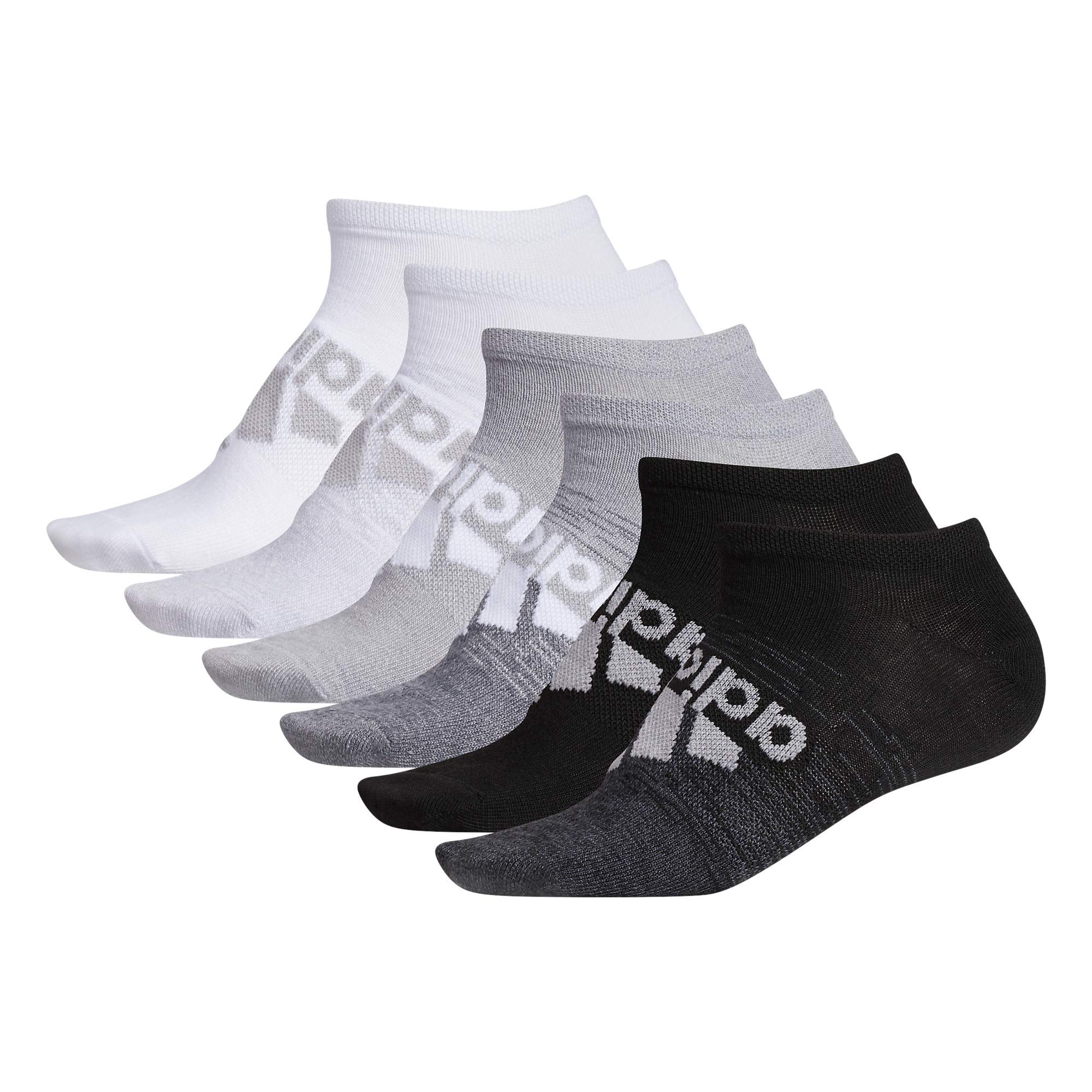 adidas Womens Superlite Badge of Sport (6-pair) No Show Sock, White/Grey/Clear Mint, Medium US